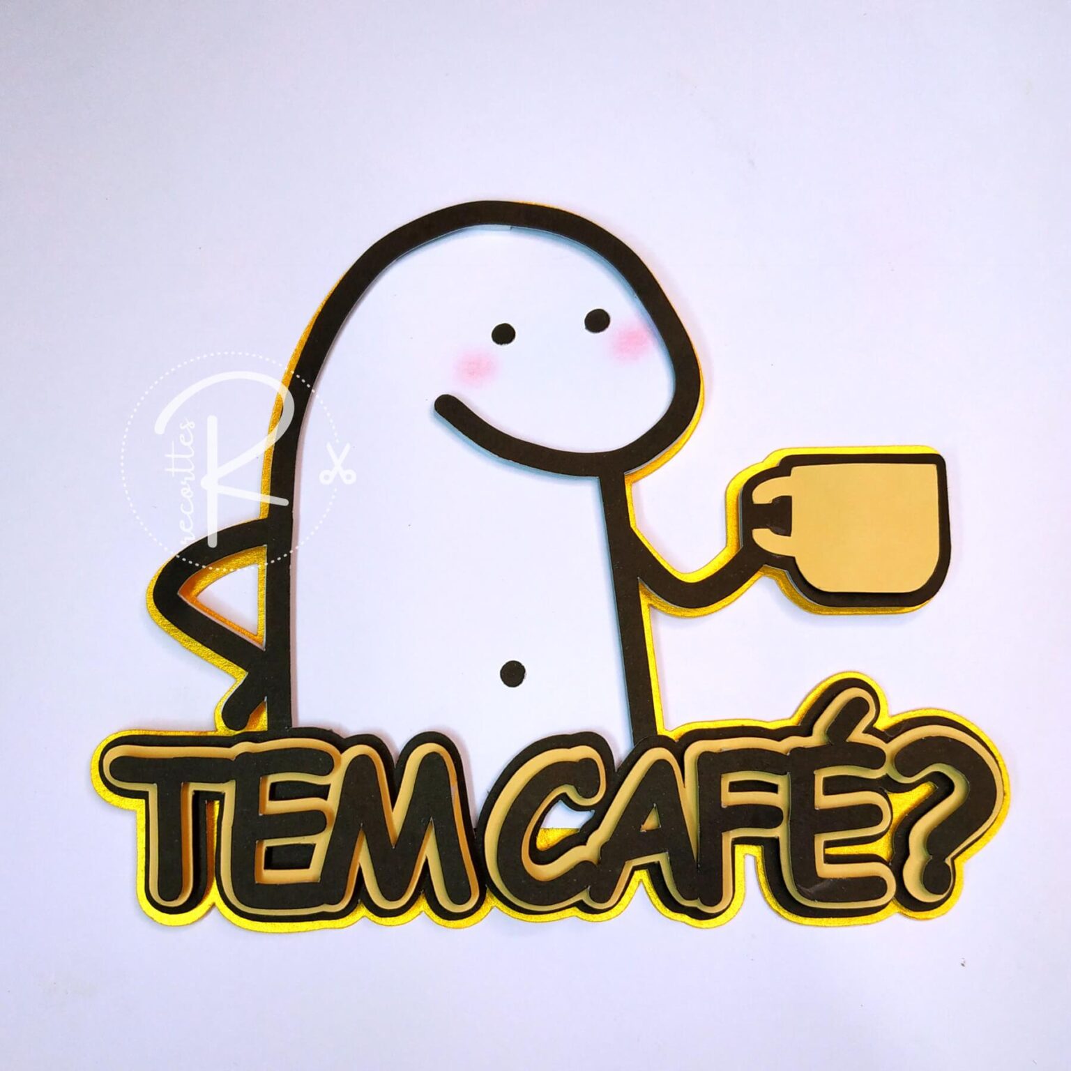 Arquivo de Corte - Topo de Bolo Flork Tem Café? - Recorttes