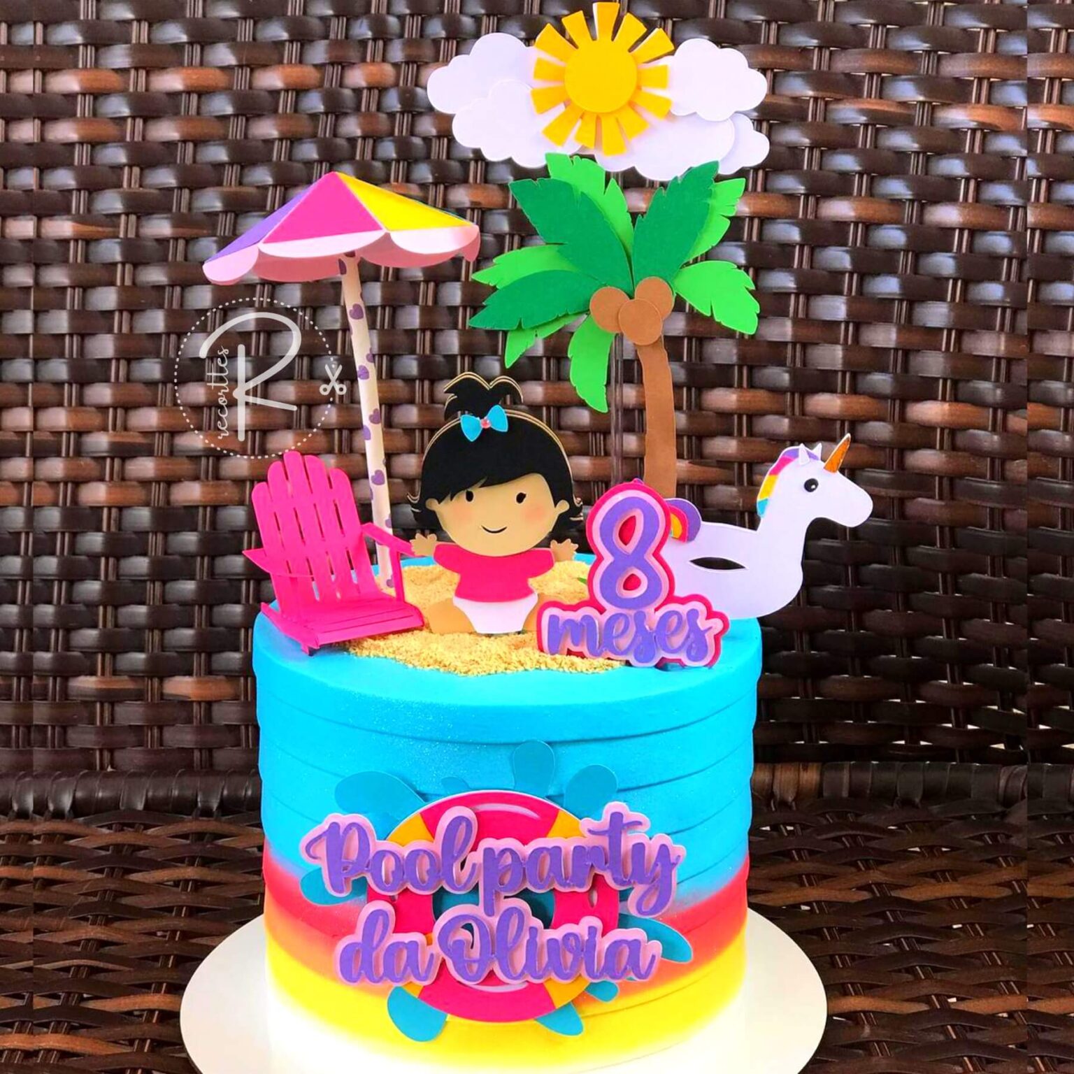 Arquivo de Corte - Topo de Bolo Pool Party Baby - Recorttes